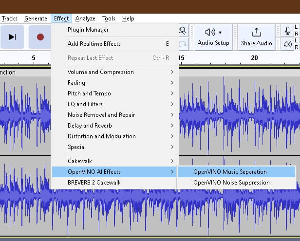 Audacity 선택 OpenVINO